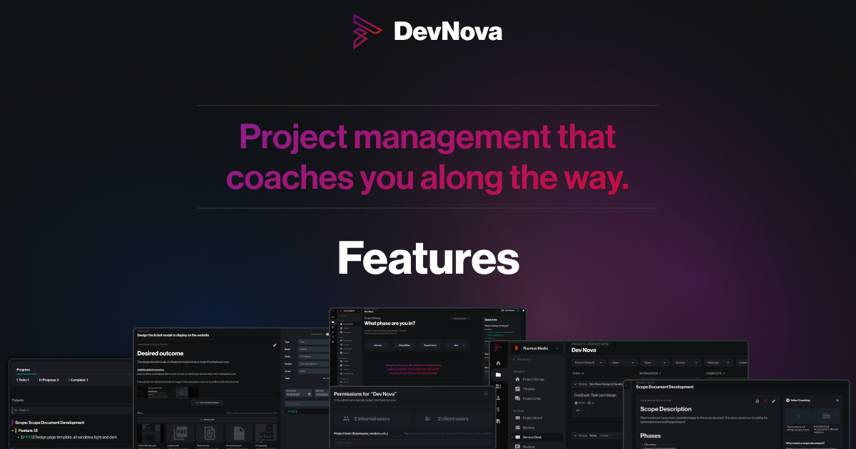 Features - Project management, coaching, invoicing, and more